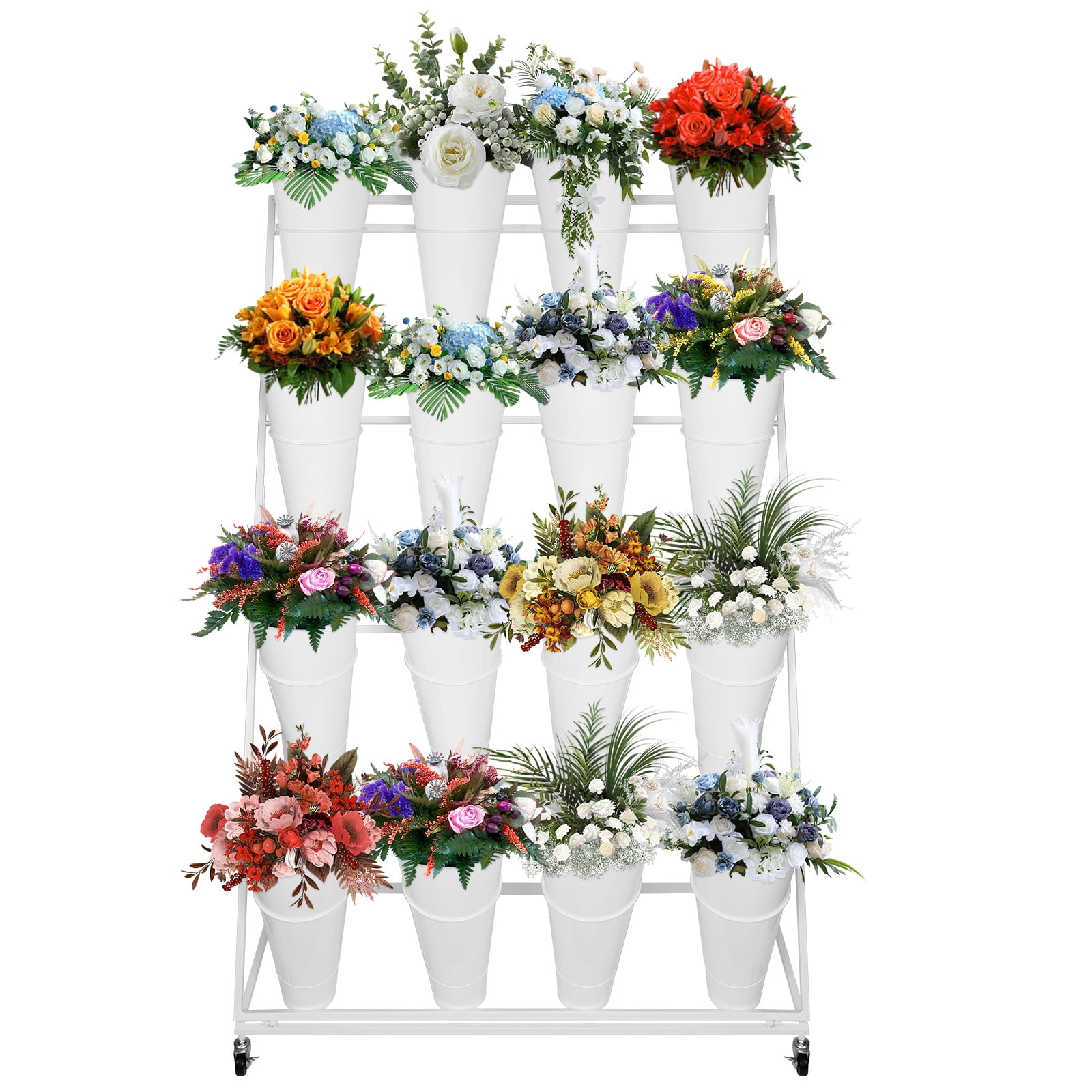 59 Inch Tall Flower Display Rack,4 Layers Metal Florist Bouquet Shelf ...