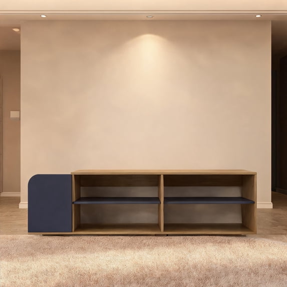 59-Inch Wide Particle Board TV Stand, Entertainment Console with Open ...