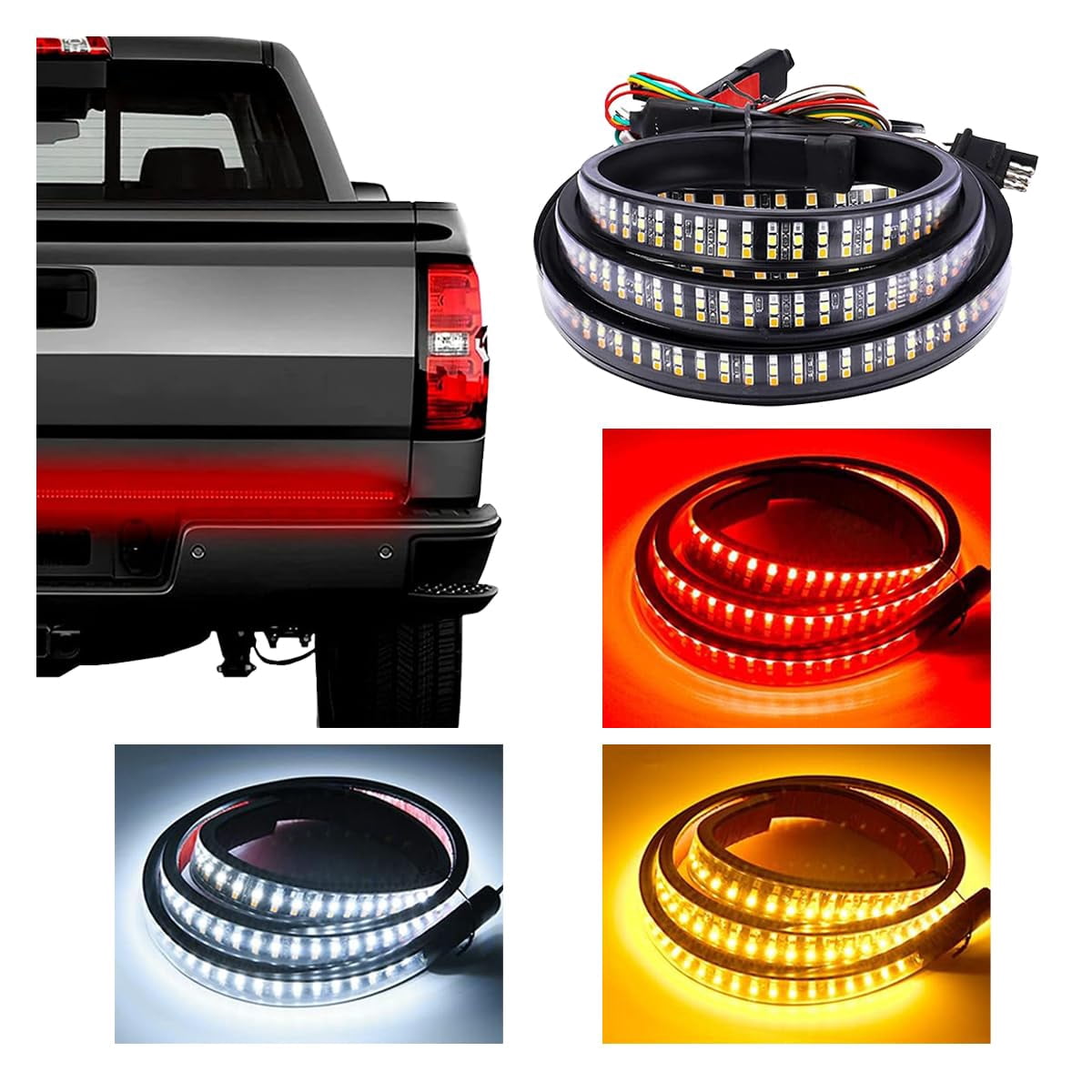 59" LED Tailgate Light IFF17 Bar, IP67 Triple LED Tail Strip, Amber ...