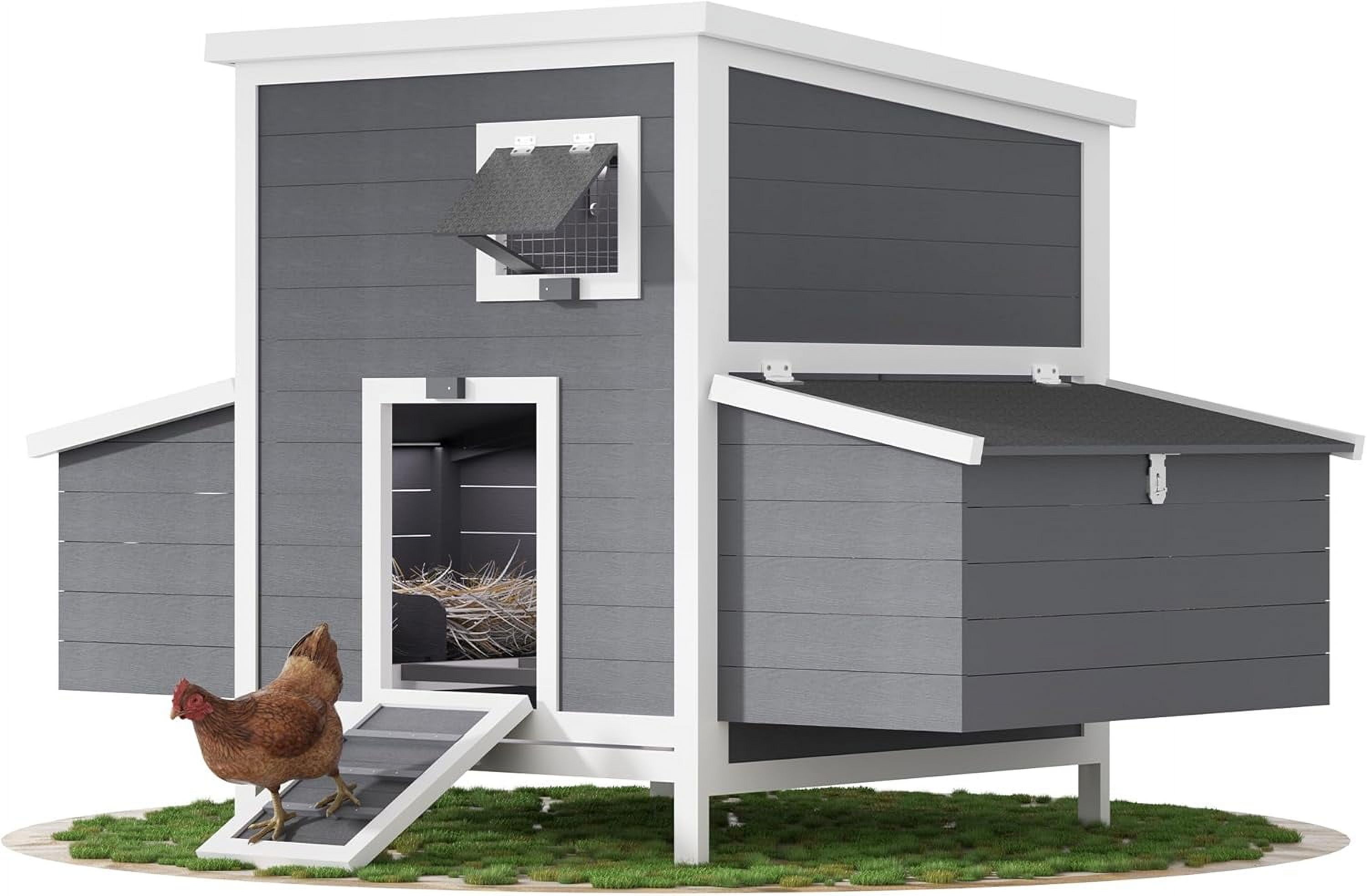 59" Large Chicken Coop for 4-6 Chickens, Wooden Hen House with Large ...