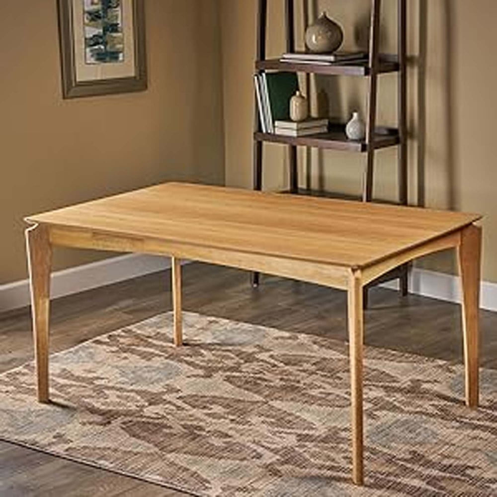 59" Mid-Century Modern Dining Table with Faux Wood Tabletop and ...