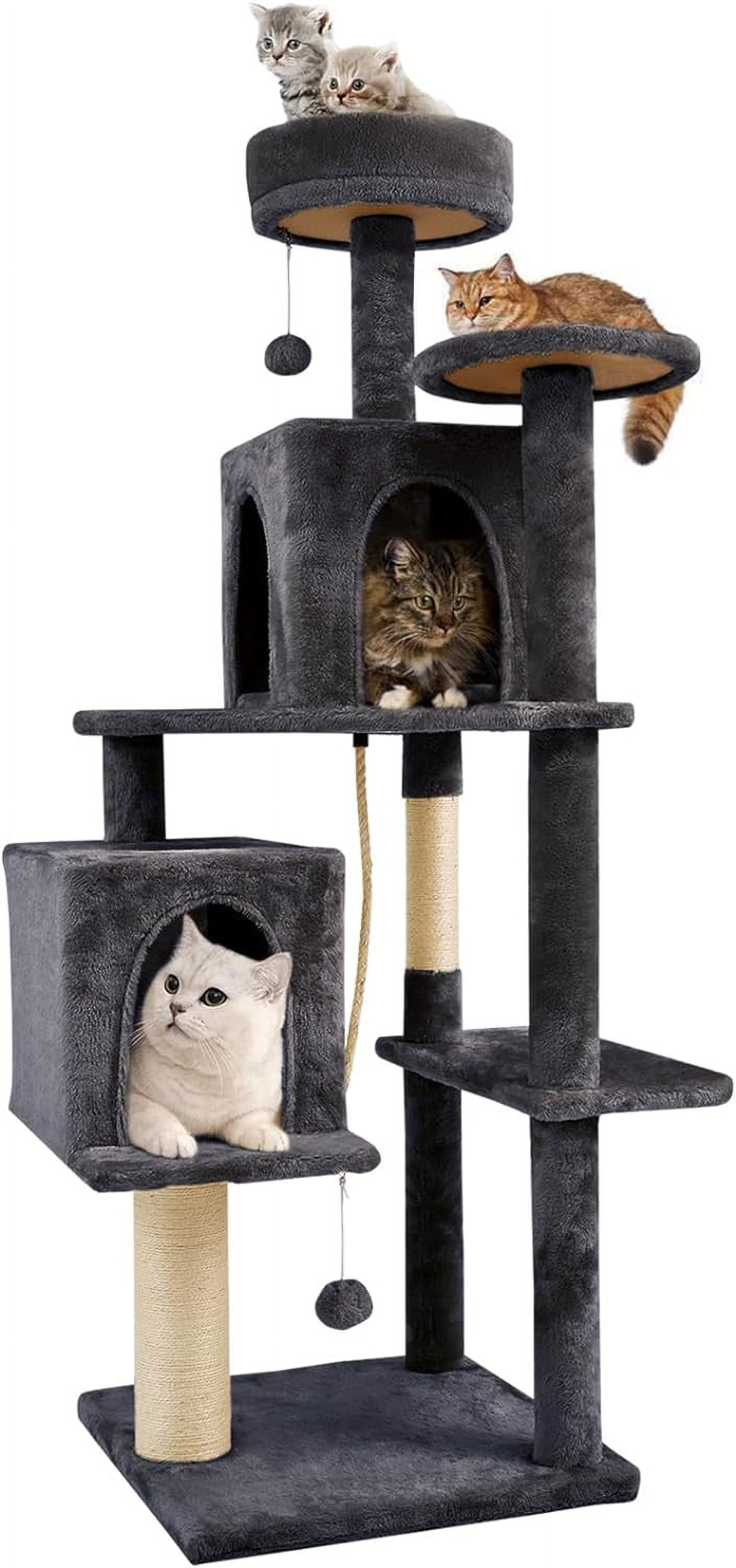 59" Multi-Level Cat Tree Cat Tower for Indoor Cats, Tall Plush Rest ...