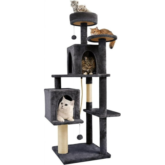59" Multi-Level Cat Tree Cat Tower for Indoor Cats, Tall Plush Rest ...