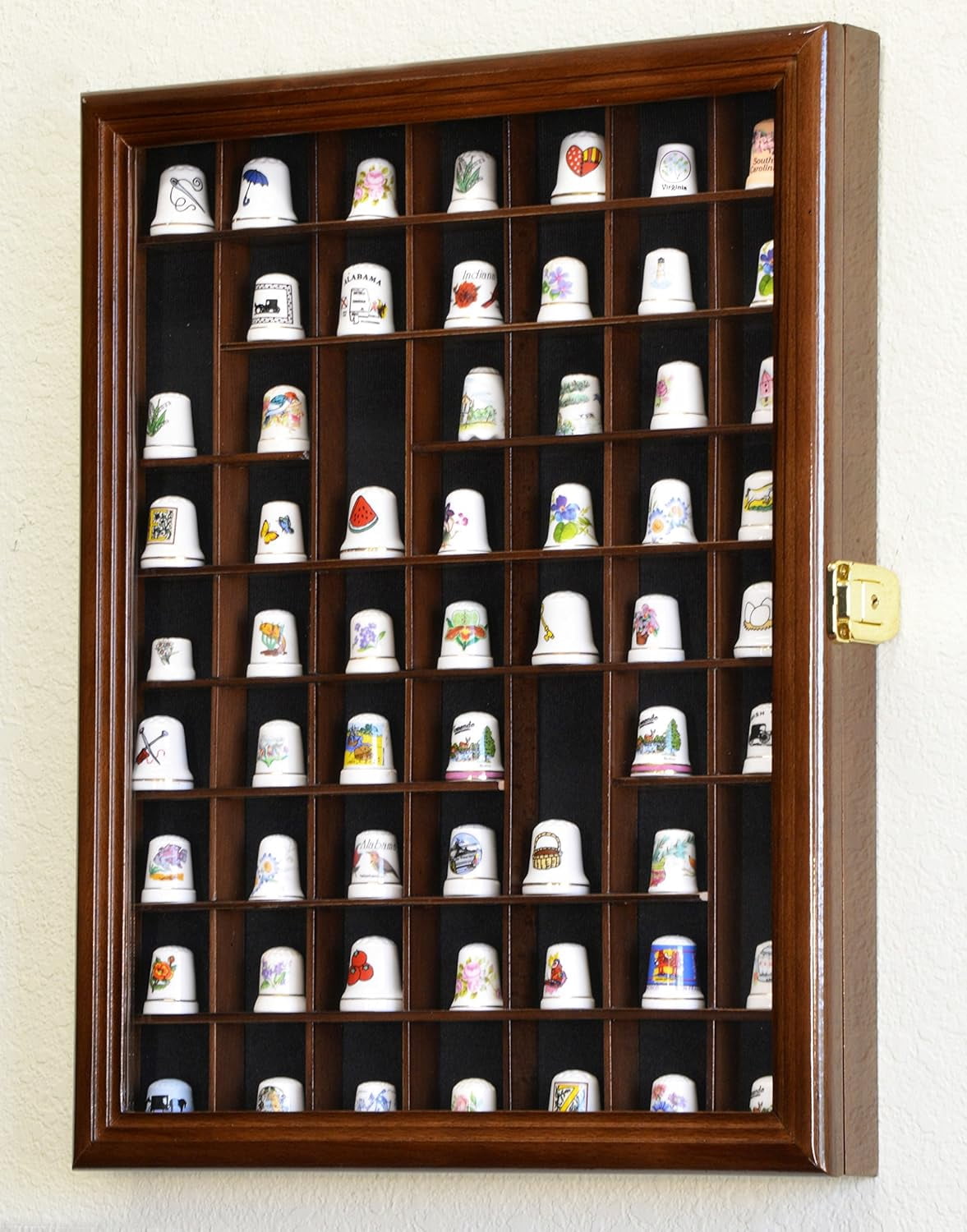 59 Opening Thimble/Small Miniature Display Case Cabinet Holder Wall ...