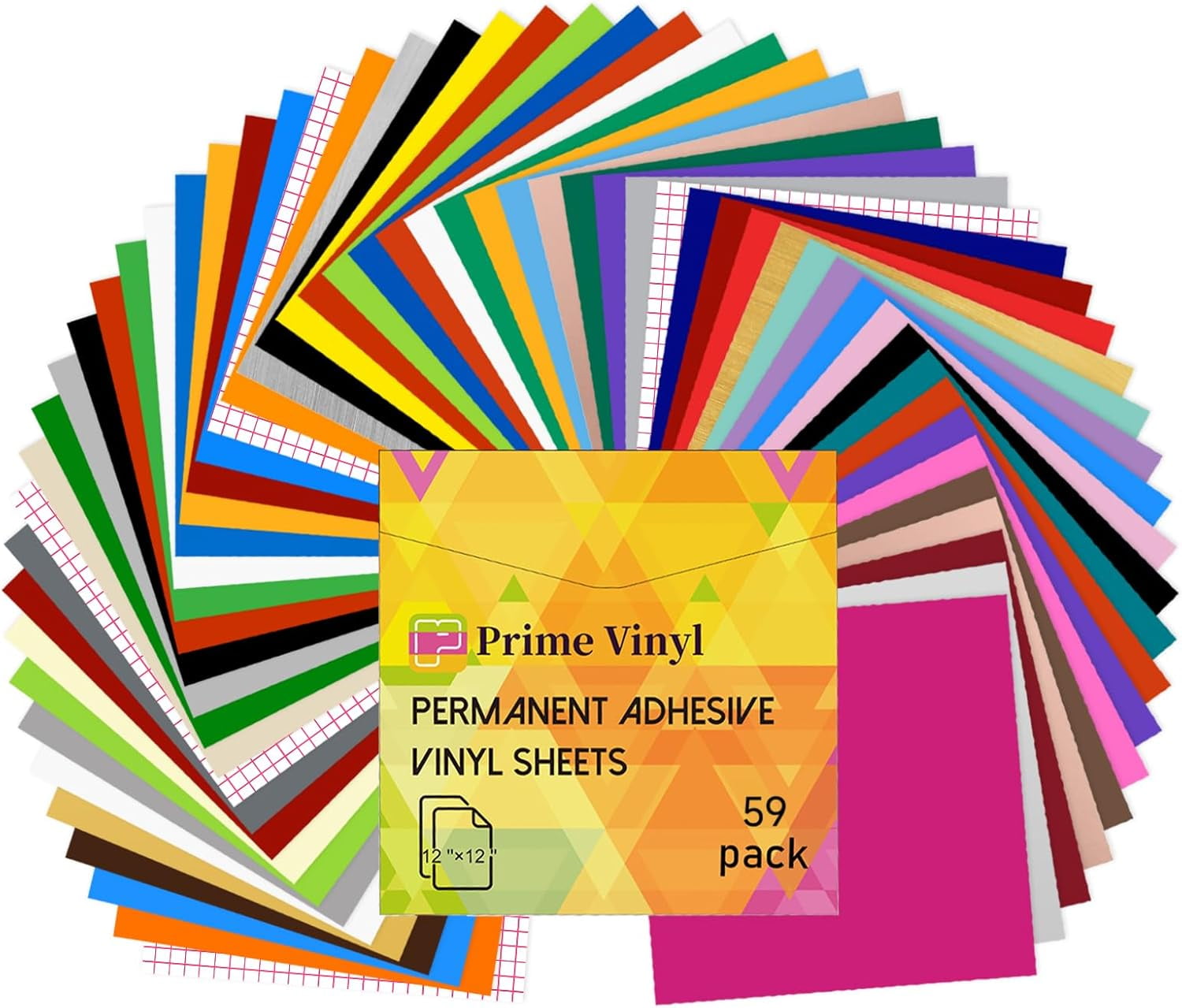 59 Pack Permanent Vinyl Compatible with Cricut Machine, 12" x 12 ...