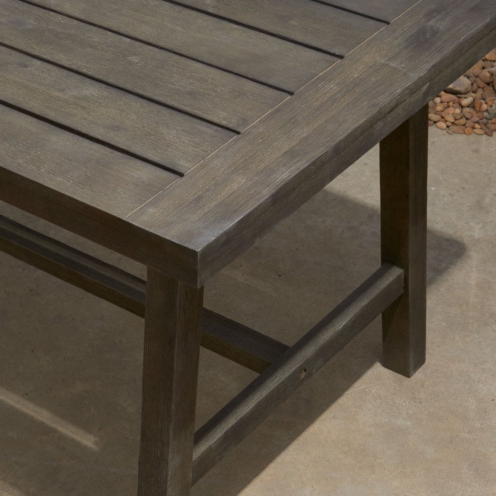 59" Patio Wood Rectangular Table, 100% Acacia Hardwood, Hand-Scraped ...