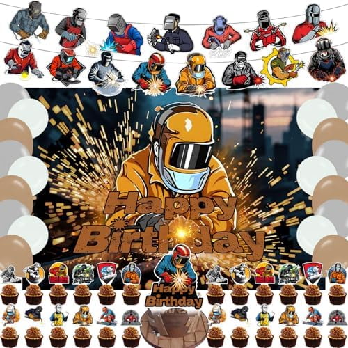 59 Pcs Electric Welding Birthday Party Supplies, Electric Welder Themed ...