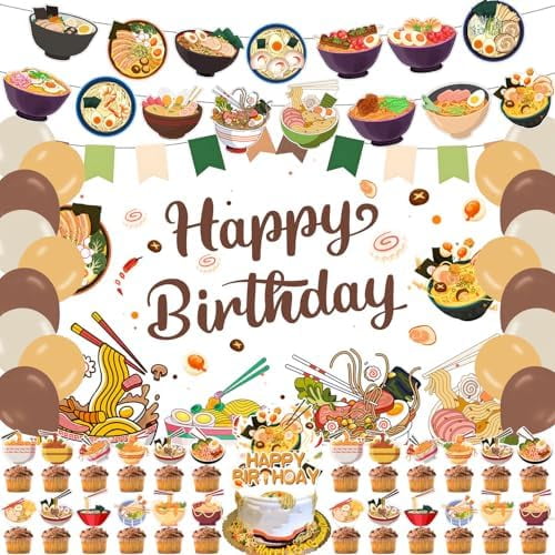 59 Pcs Ramen Birthday Party Supplies, Japanese Noodles Themed Party ...