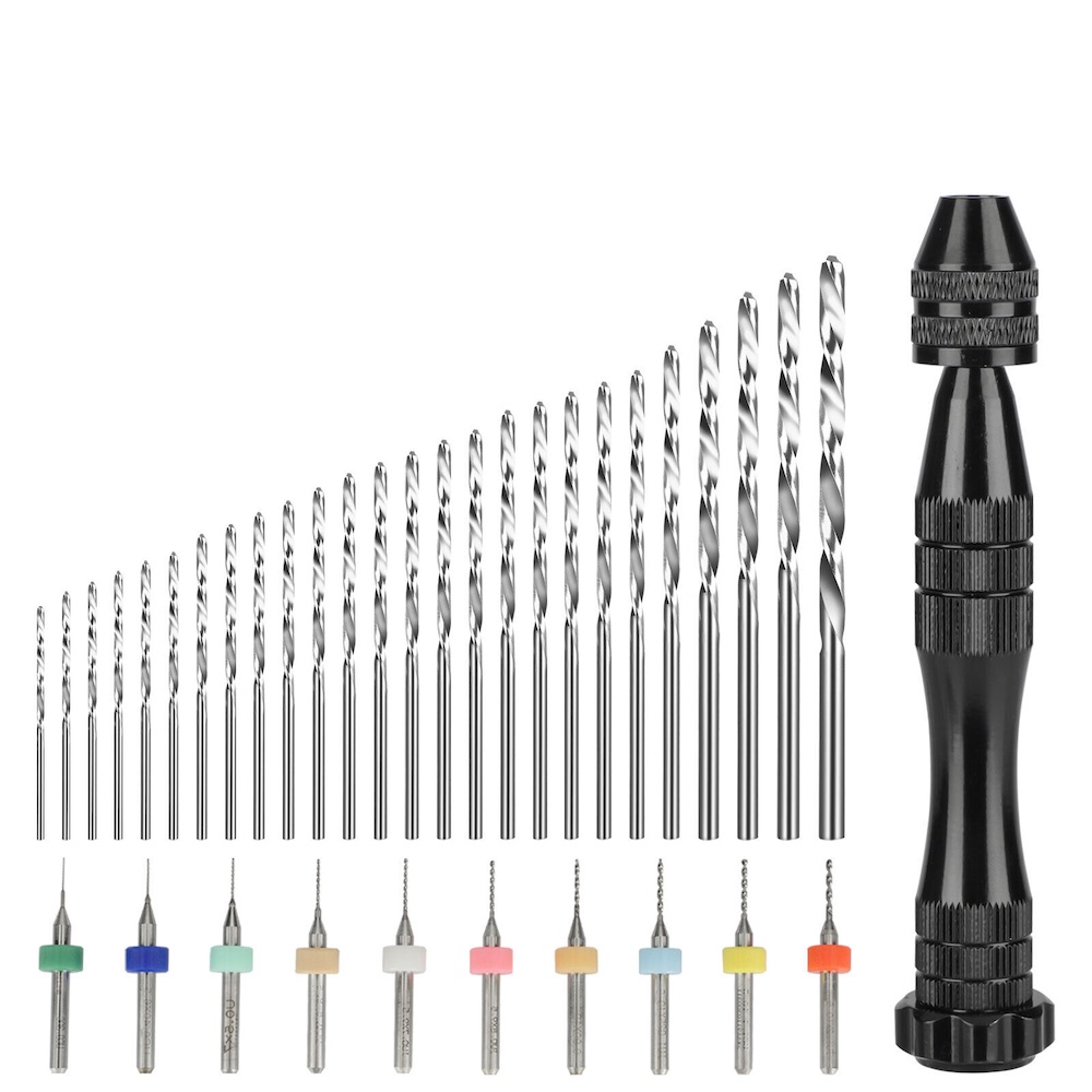 59 Pieces Twist Drill Bits Pin Vise Set Rotary Tools Precision Mini ...