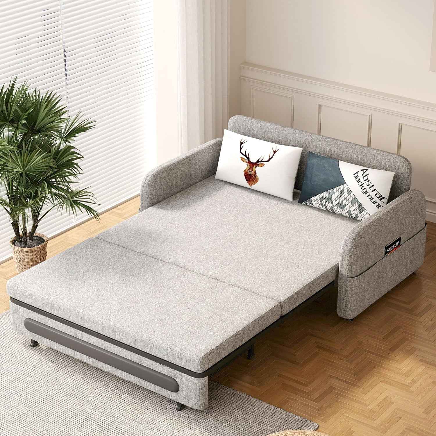 59" Pull-Out Sofa Daybed with Trundle – Versatile Futon Couch with ...