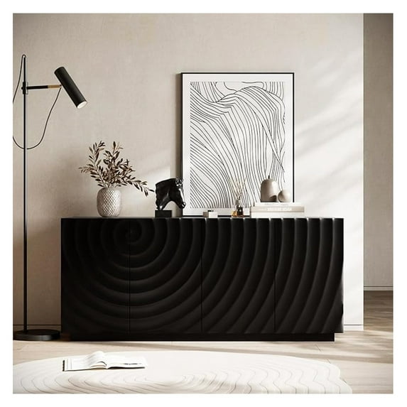 59'' Sideboard Buffet Cabinet, 4 Doors Wood Kitchen Storage Cabinet ...