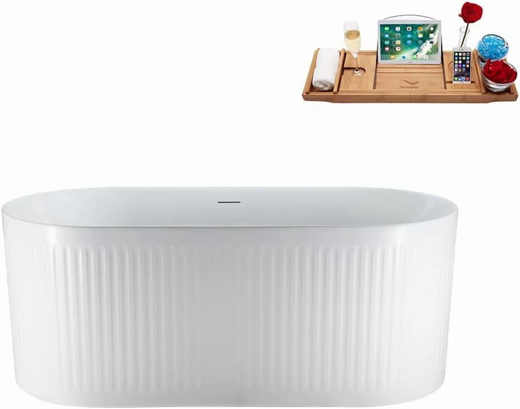 59" Streamline N4000BBR Soaking Freestanding Tub and Tray With Internal ...