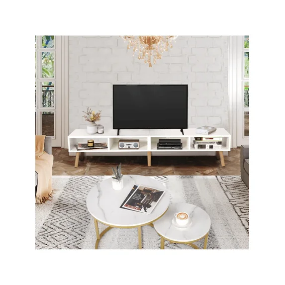 59" TV Stand with Open Shelf for 55-60 Inch TVs, Entertainment Center ...