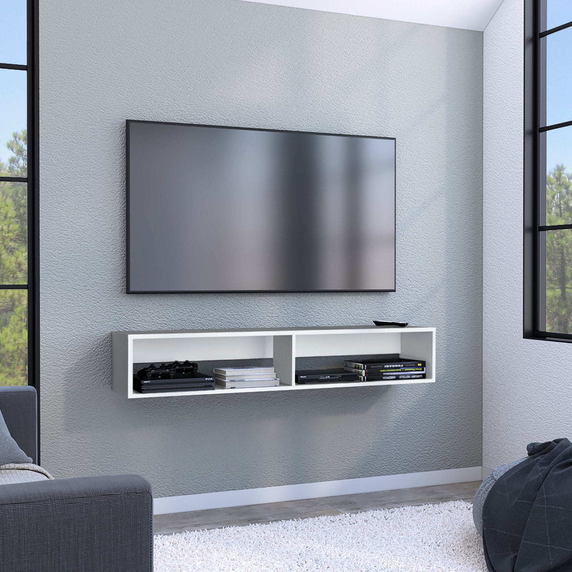 59" Wall - Mounted Entertainment Center | Space - Saving, Organizes ...