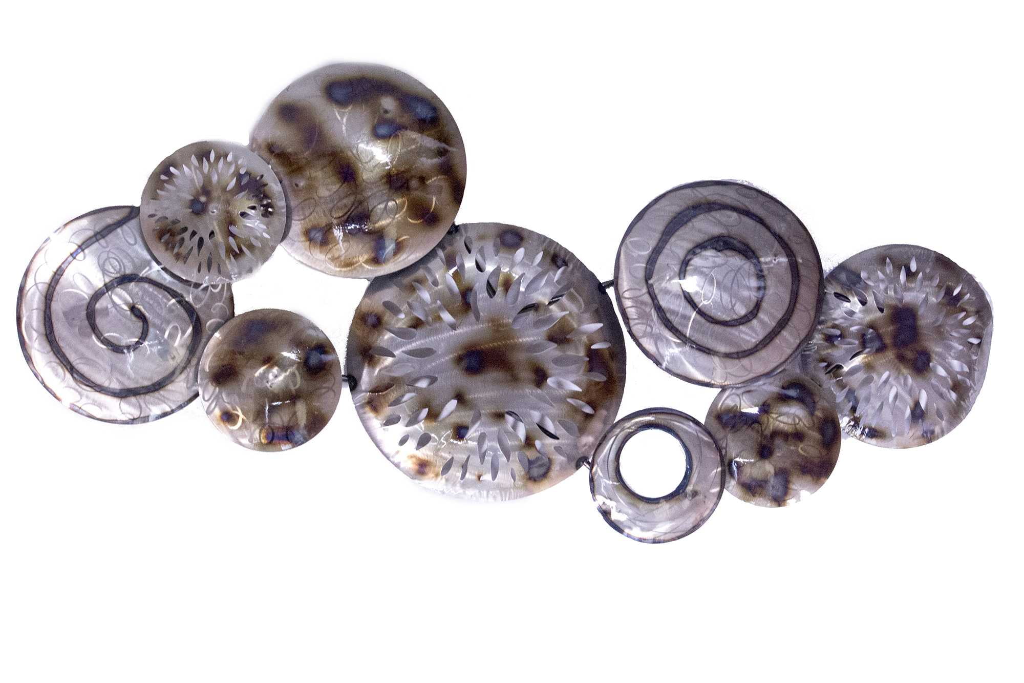 59" X 6" X 28" Metallic Multi Color Metal Clustred Metal Circles Wall ...