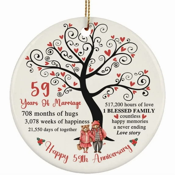 59 Years Love Ornament Happy 59th Anniversary Cute Bear Couple kriStmAs ...