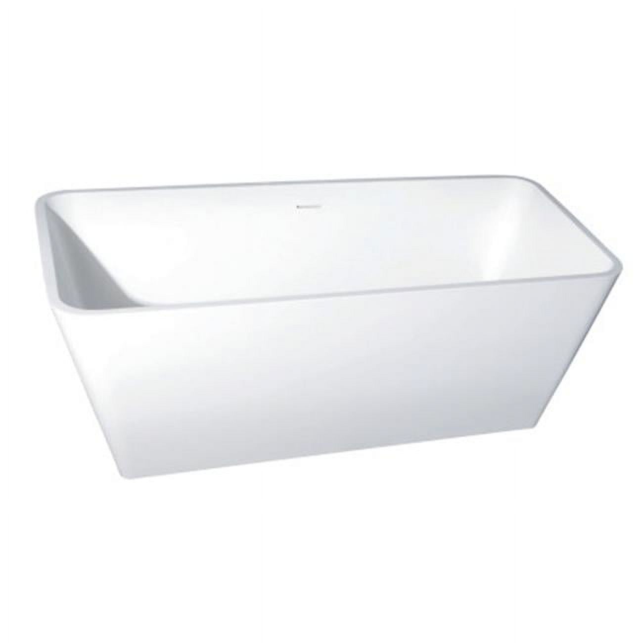 59 in. Lydia Contemporary Freestanding Rectangular Solid Surface Tub ...