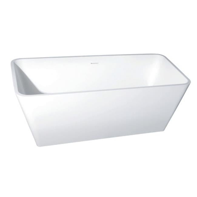 59 in. Lydia Contemporary Freestanding Rectangular Solid Surface Tub - Matte White - Walmart.com