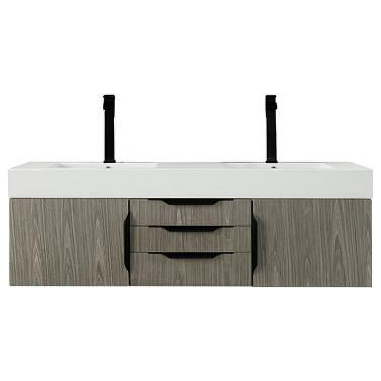 59 in. Mercer Island Double Vanity with Composite Top, Ash Gray, Matte ...