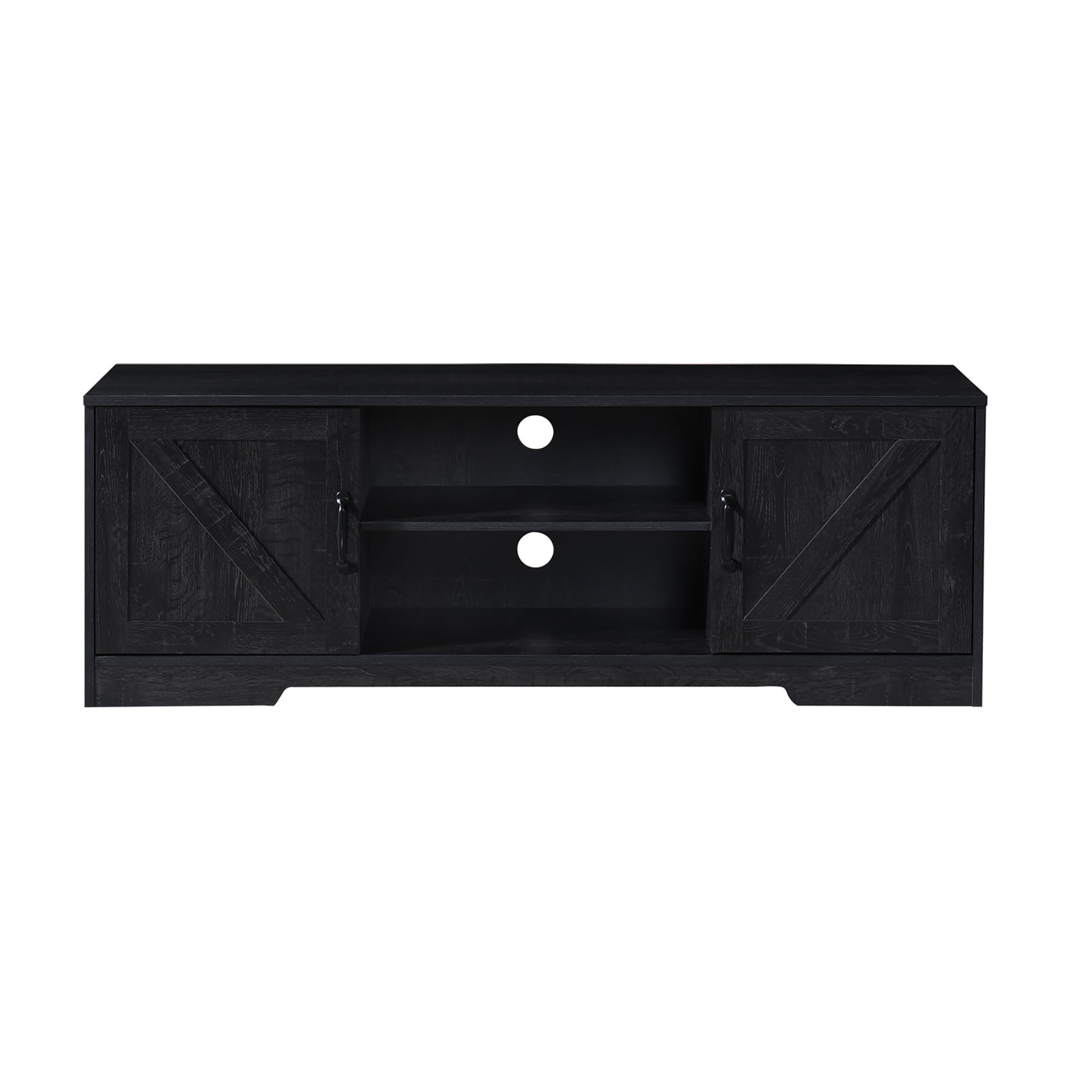 59 in. Wood Black Oak TV Stand with 2 Storage Cabinets Fits TV's up to ...