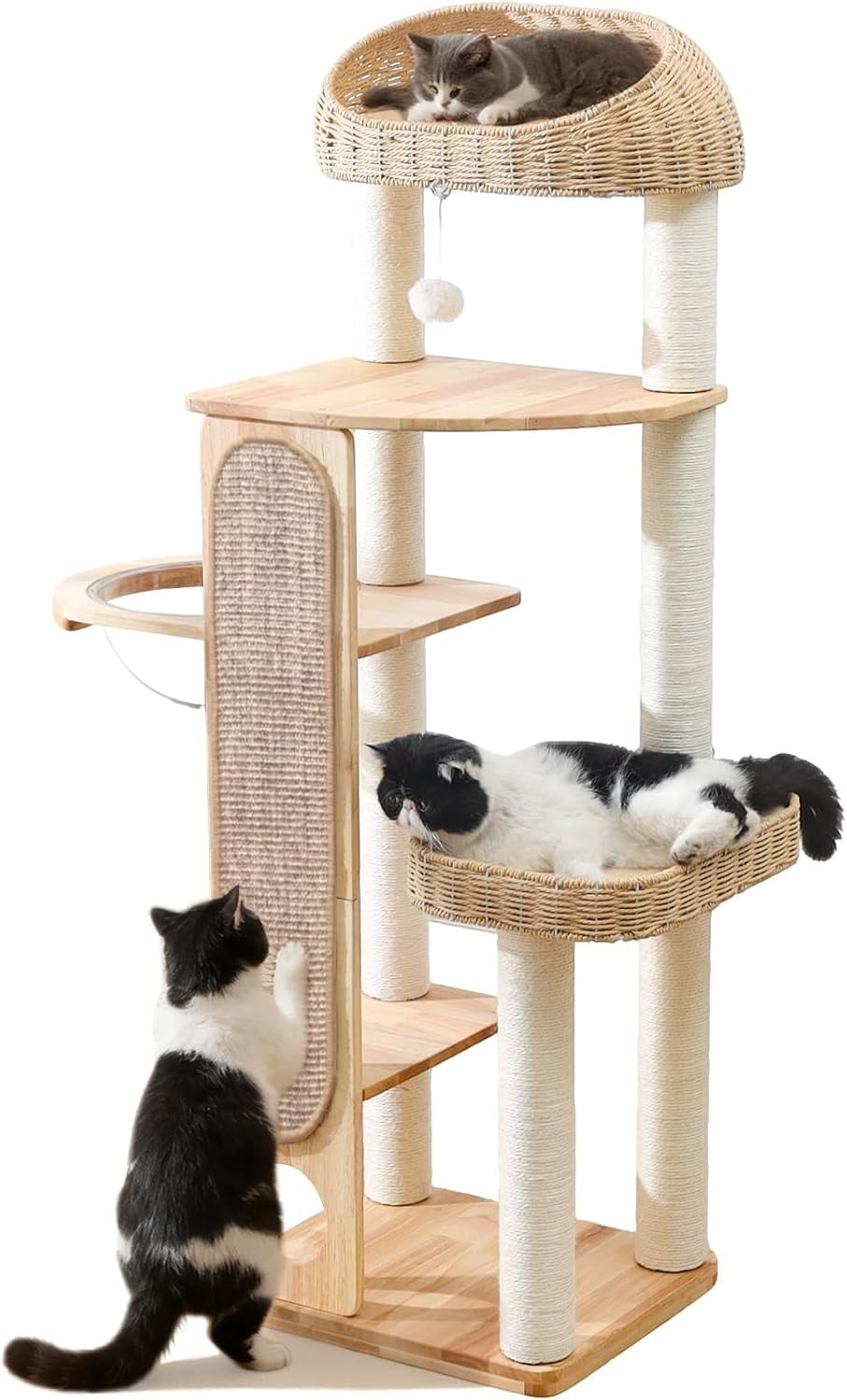 59-inch Cat Tree，Cat Tower with Scratching Post,Extra Long Sisal ...