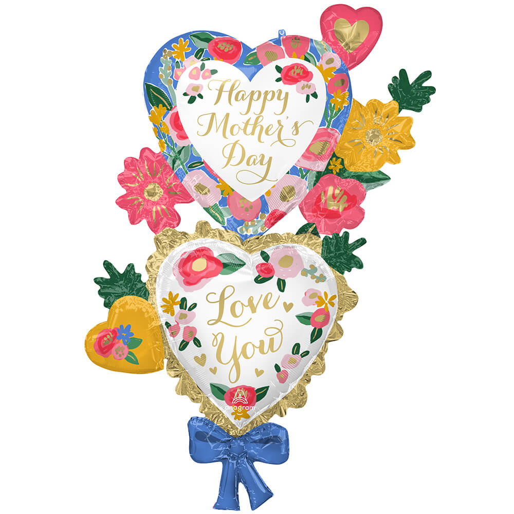 59 inch Happy Mother's Day Painted Floral Prints Anagram Foil Mylar ...