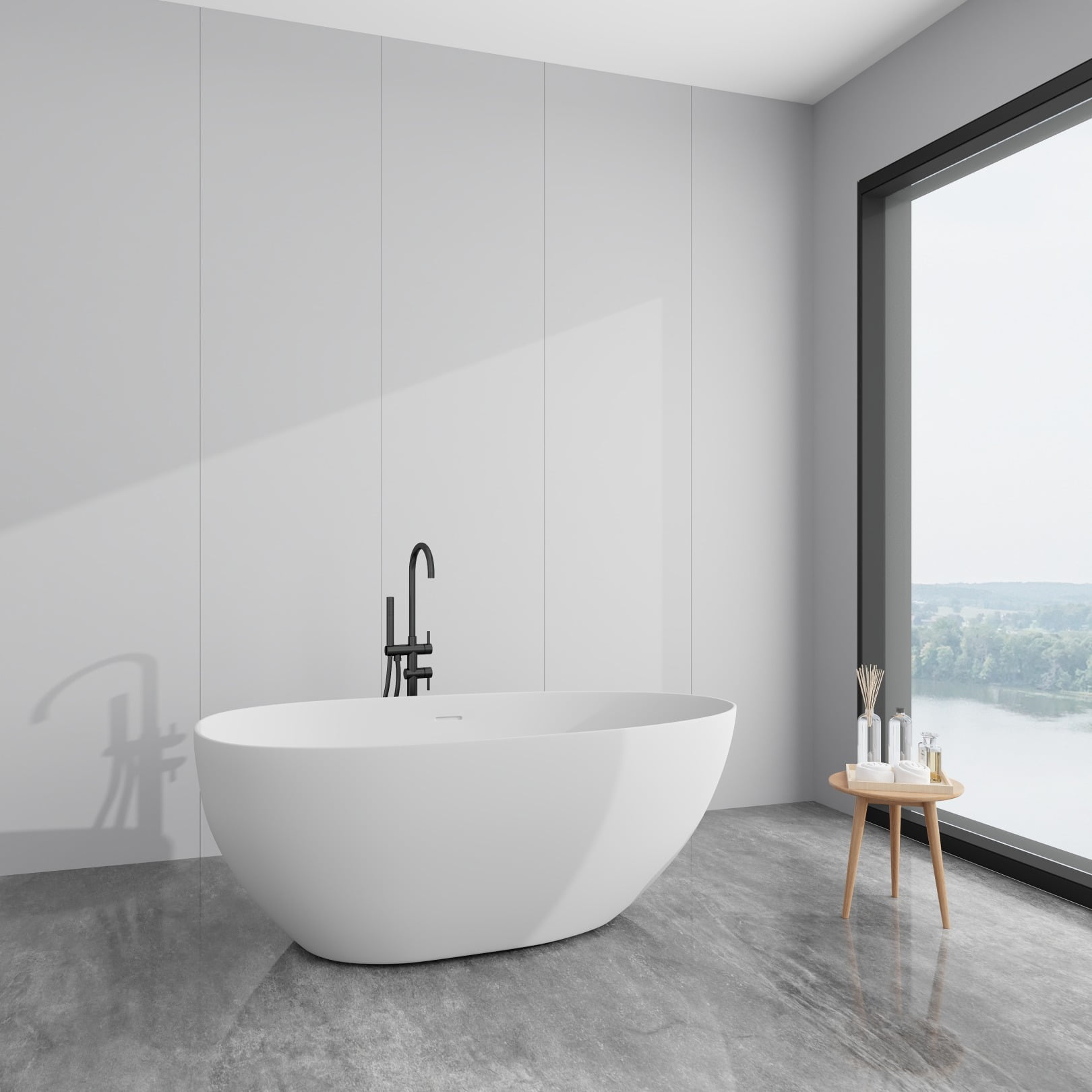 59 inch Modern Elegant Design Freestanding Bathtub with Stone Resin ...