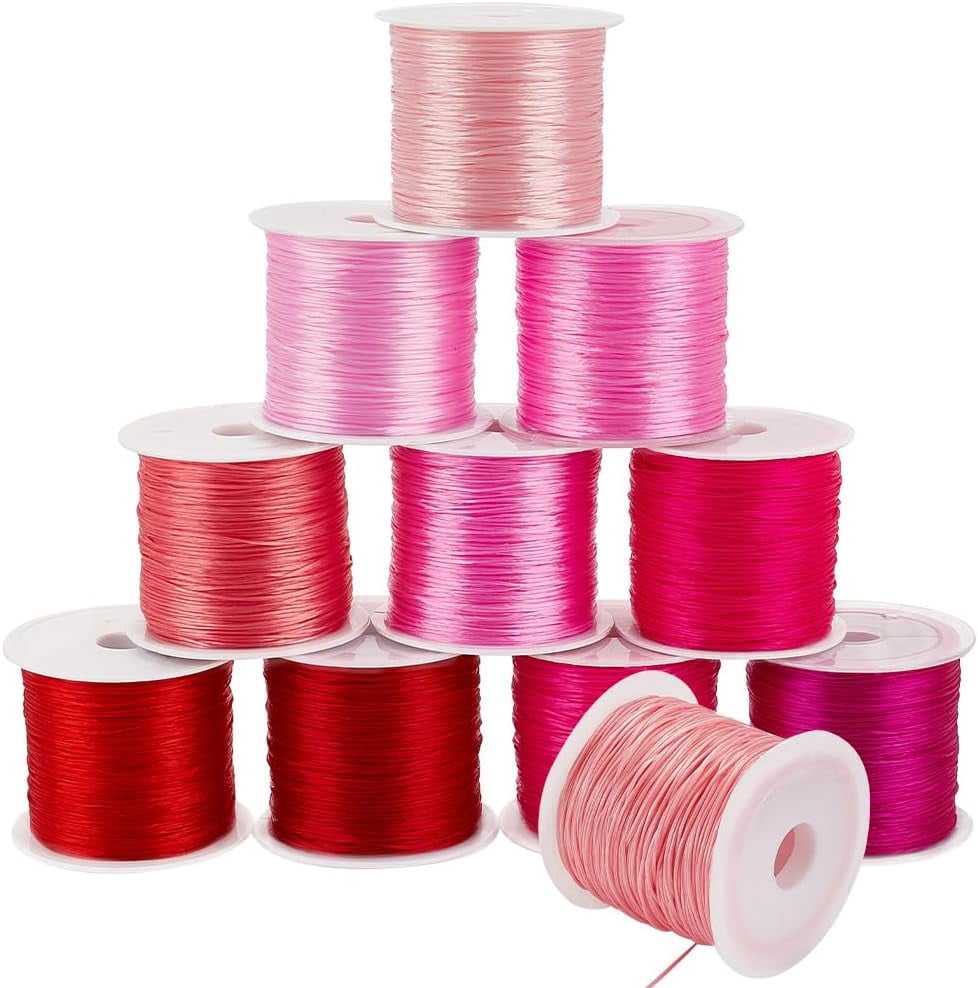 590.4 Yards 11 Colors Pink Elastic String 0.8mm Flat Stretchy Bracelet ...