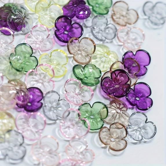 593pcs Acrylic Transparent Petal Beads - Multicolor (Pink, Green ...