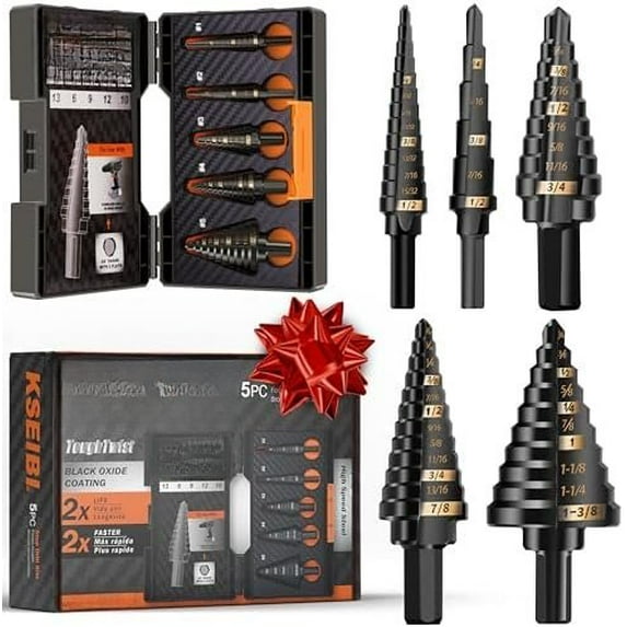 598240 Industrial Grade Unibit 5-Pieces Step Drill Bits Set 3-Flat ...