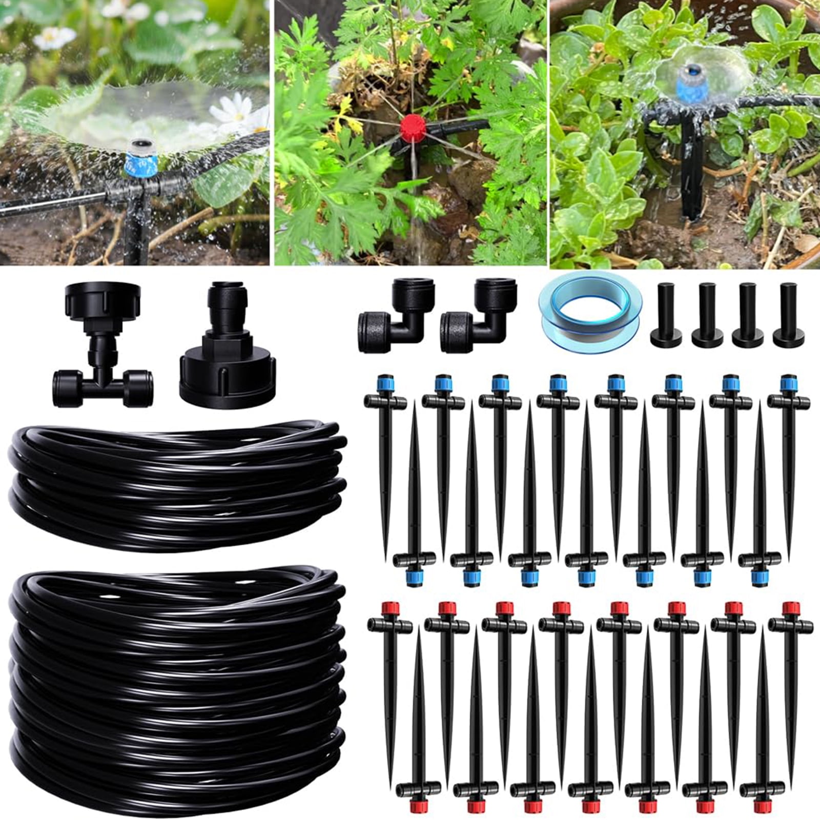100FT Drip Irrigation System Kit, Quick Connector Garden Watering ...