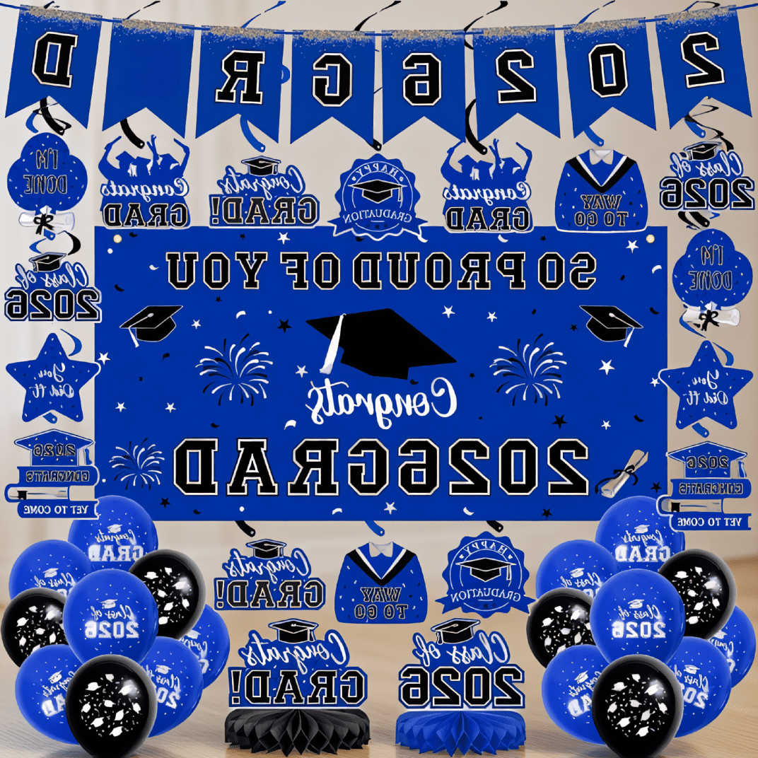 59Pcs Graduation Decorations 2026, Backdrop Balloons Banner Centerpiece ...