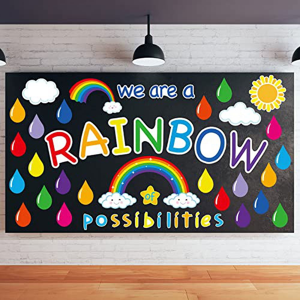 59Pcs Motivational Rainbow Bulletin Board Cutouts, Hello Sunshine ...