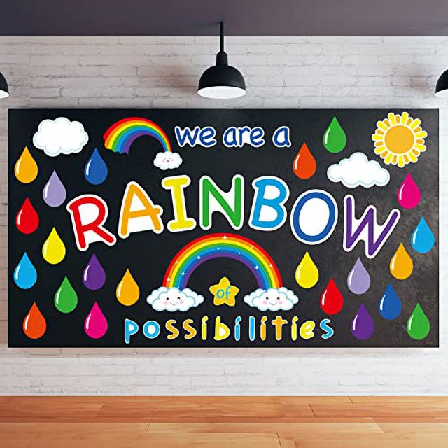 59Pcs Motivational Rainbow Bulletin Board Cutouts, Hello Sunshine ...