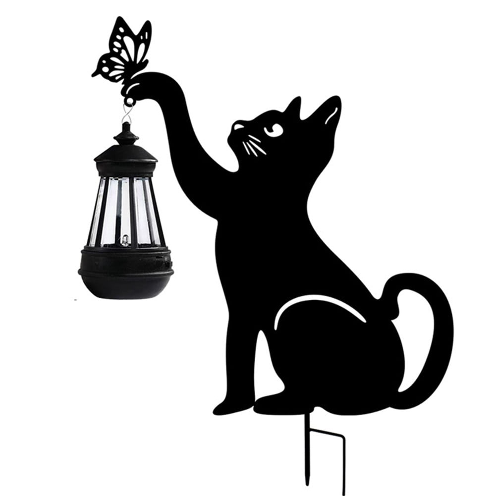 59cm Solar Garden Lanterns, Black Cat Figure, Path Lamp, Garden Stake ...