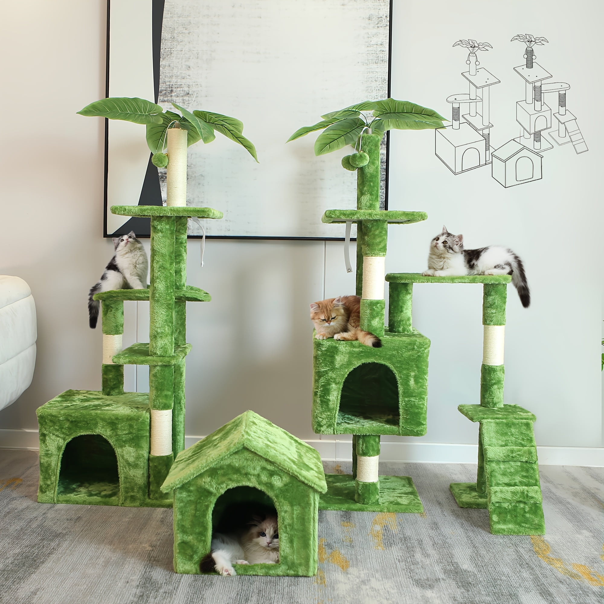 59in Heavy Duty Cat Tree for Large Cats, Multi-Level Cat Tower with ...