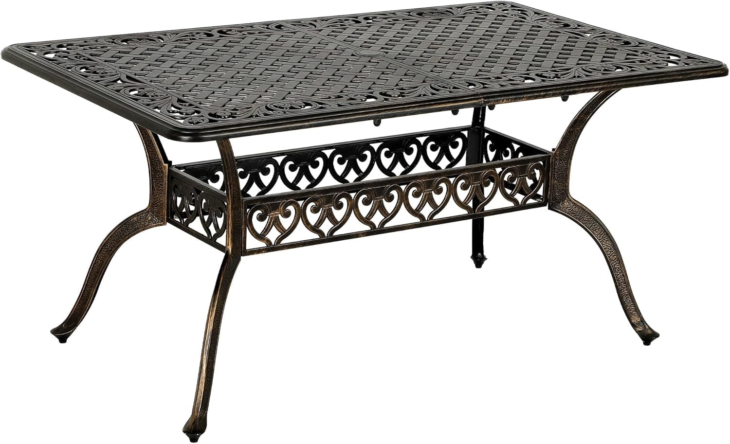 59in Rectangular Cast Aluminum Patio Bistro Table, Outdoor Dining Table ...