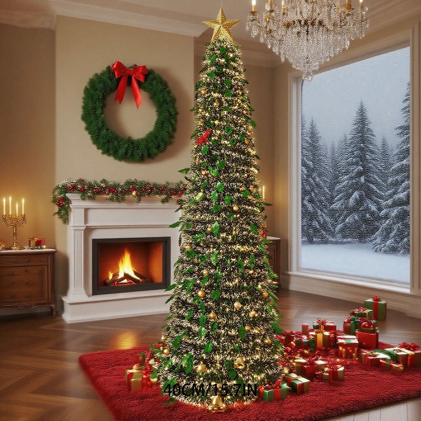 59in Retractable Christmas Tree with Green Leaves – Folding Wool Screw ...