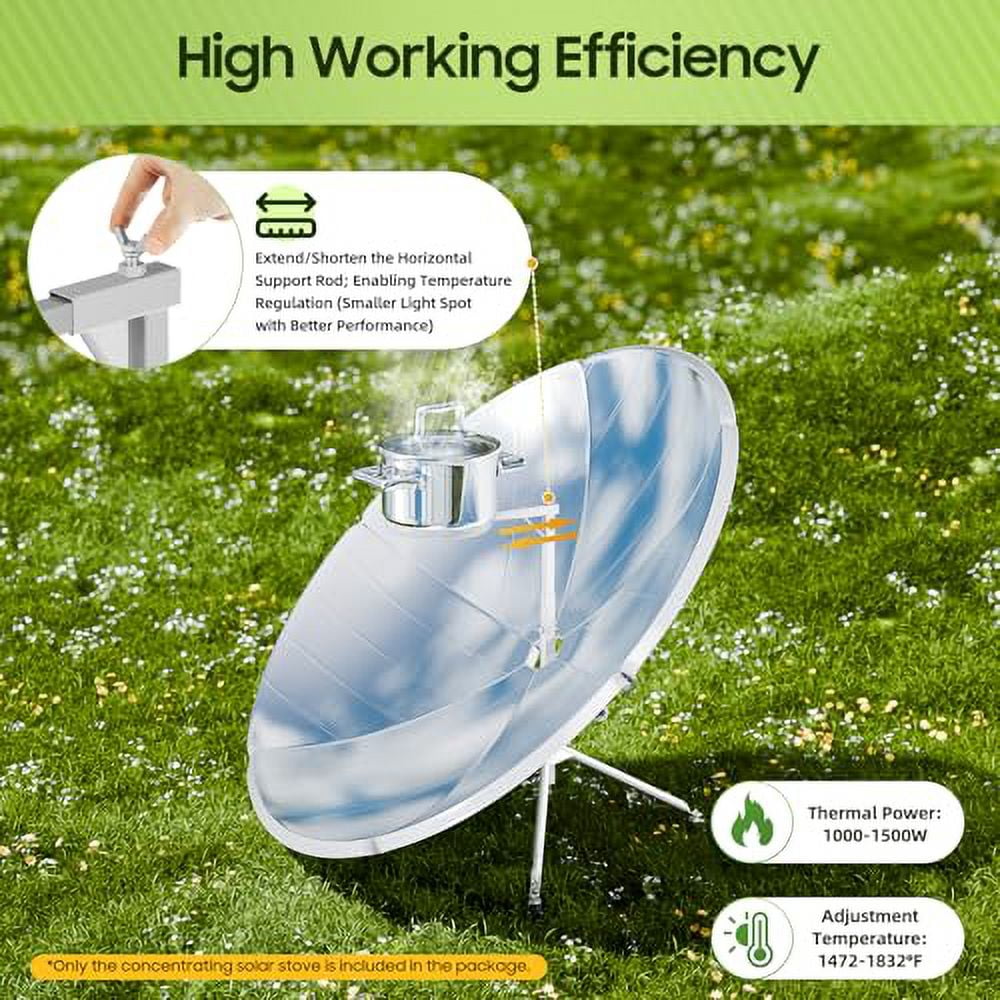 59inch Concentrating Solar Cooker, 1500W Parabolic Solar Cooker for ...
