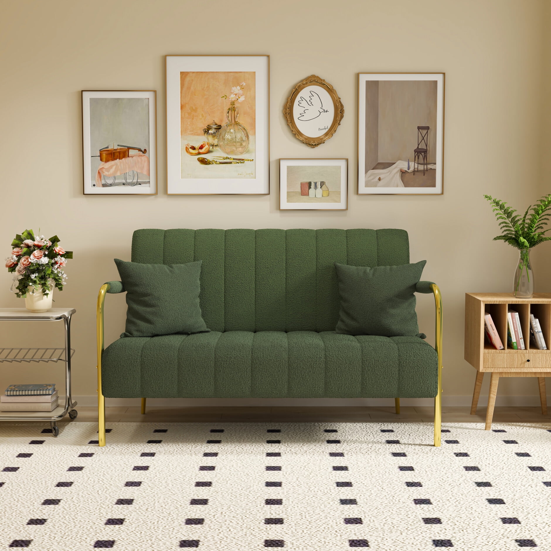 59inch Velvet Loveseat Sofa Couch,Upholstered 2 Seater Sofa with 2 ...