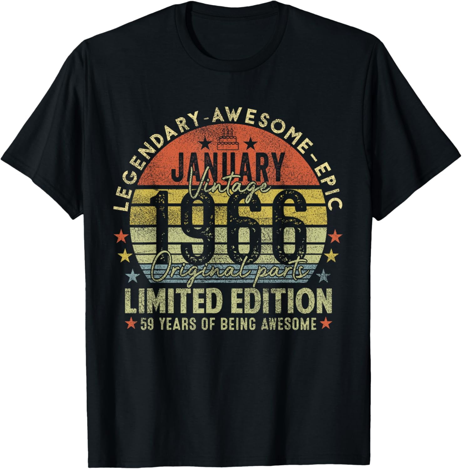 59th Birthday Gifts Vintage January 1966 59 Years Old Men T-Shirt ...