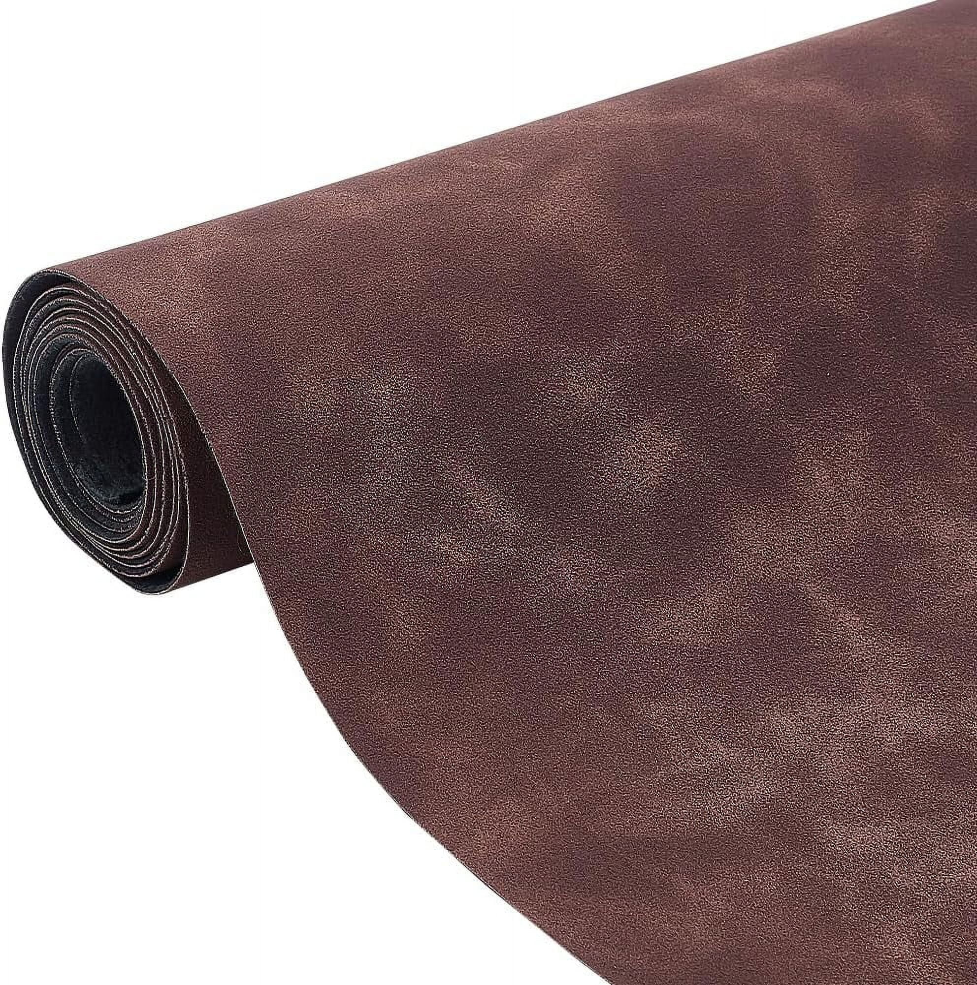 59x13.7 Inches Suede Leather, Frosted Faux Leather Roll Brown Soft Faux ...