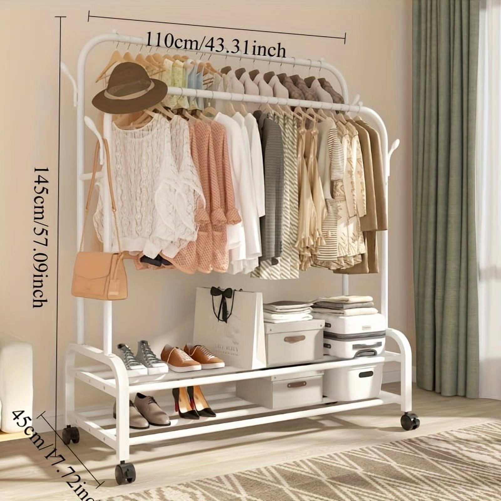 59x59" Heavy-Duty Metal Drying Rack with Wheels - Large Capacity Double ...