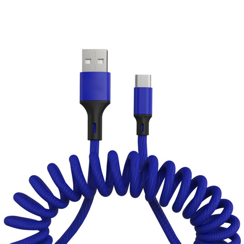 5A Spring Extension Micro USB Type-C Fast Charging Data Cable Phone ...