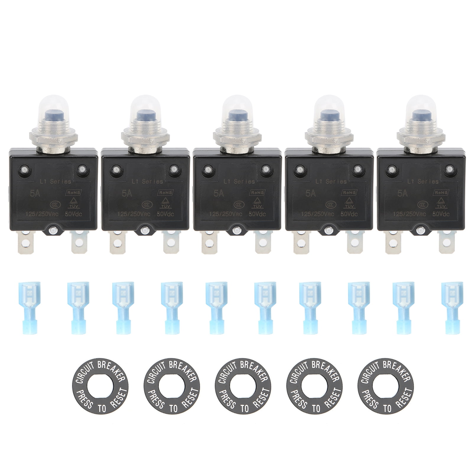 5A Thermal Circuit Breaker with Quick Connect Terminals Waterproof Cap ...