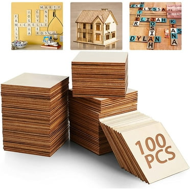 60 Pack Small Unfinished Wood Pieces 3x3 Inch, Blank Wooden Squares for ...