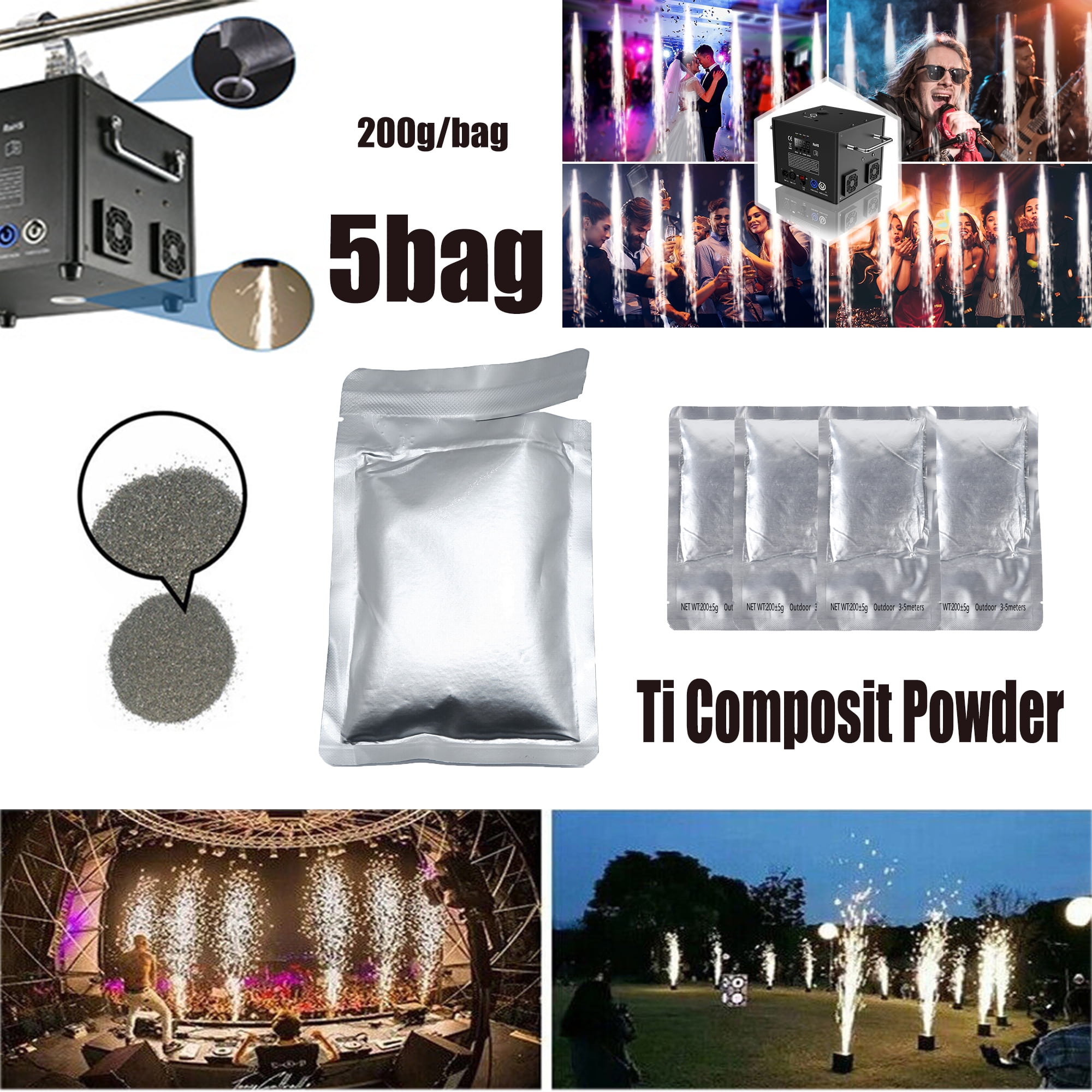 5Bag Cold Spark Powder Small Fine Particles 3-16.4ft Range Ti Composit ...