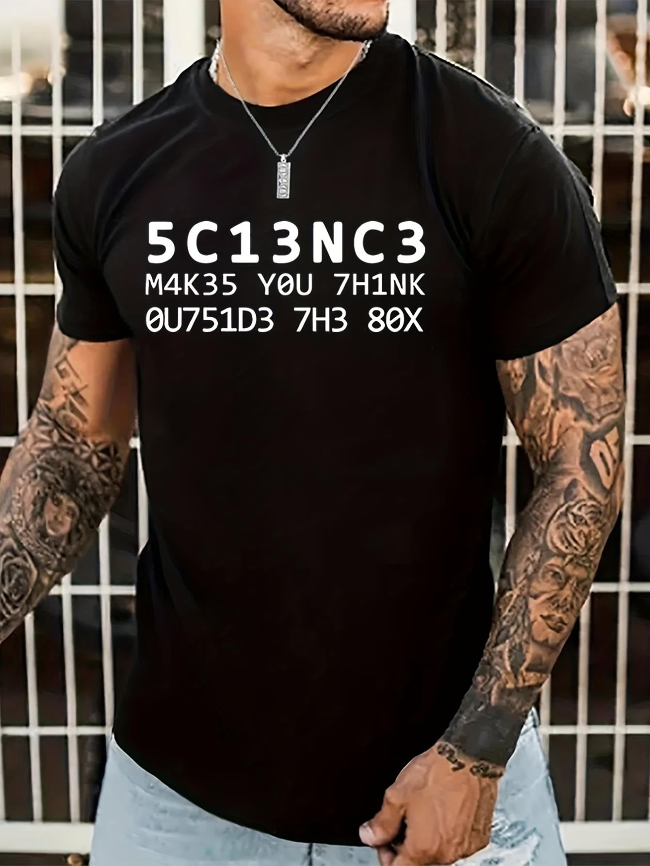 5C13NC3 Graphic Print Men's Creative Top, Casual Short Sleeve Crew Neck ...