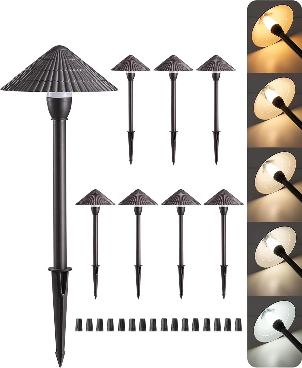 5CCT Low Voltage Pathway Lights Wired 8 Pack 2700K-5000K LED Landscape ...