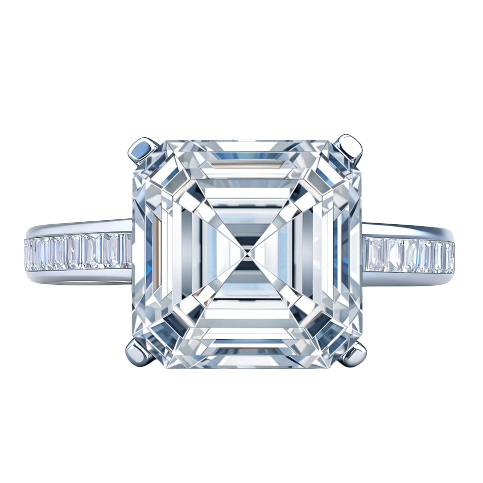 5CT Moissanite Engagement Rings for Women D Color VVS1 Clarity Asscher ...